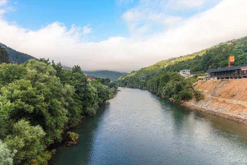 The Drina River by the Town of Foca Stock Photo - Image of famous ...
