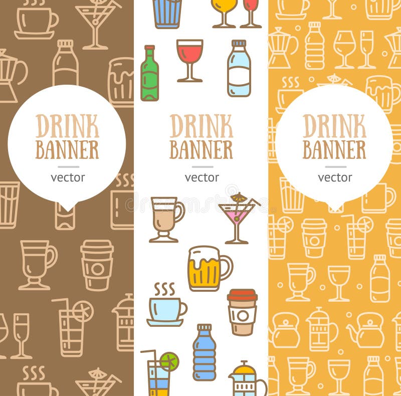 Drink Banner Flyer Vertical Set. Vector Stock Vector - Illustration of ...
