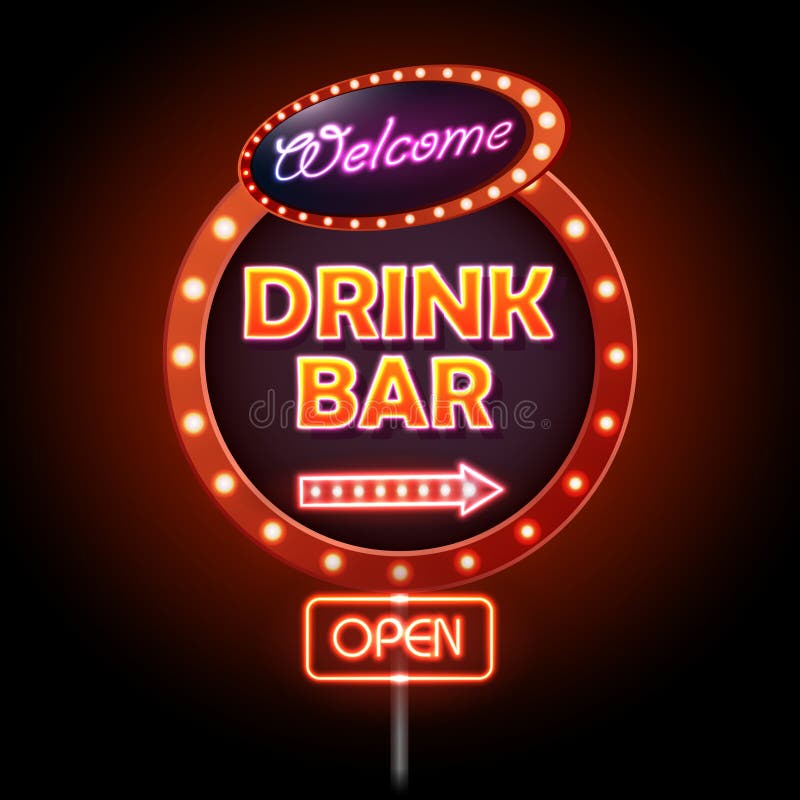 Drink bar Neon sign stock vector. Illustration of store - 70738492