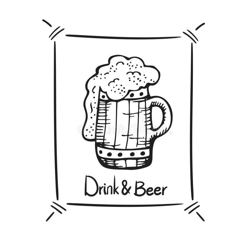 Drink Beer Logo Drawing Vector Stock Vector - Illustration of malt ...