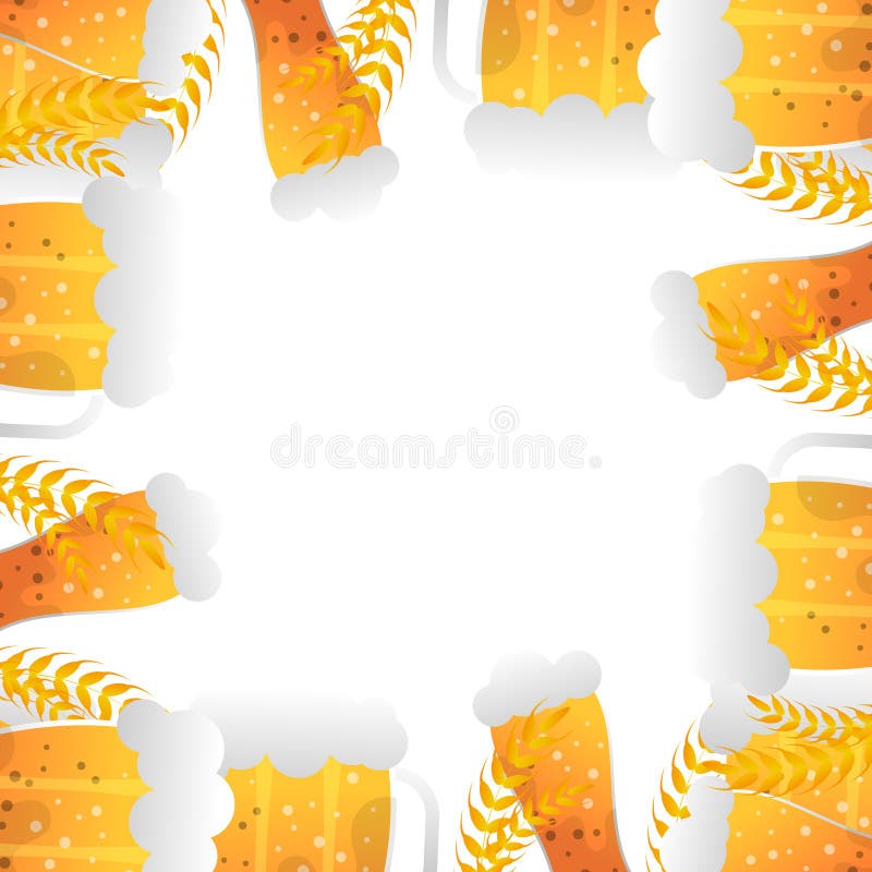 Drink Beer Vector Cartoon Decorative Frame Stock Vector - Illustration ...