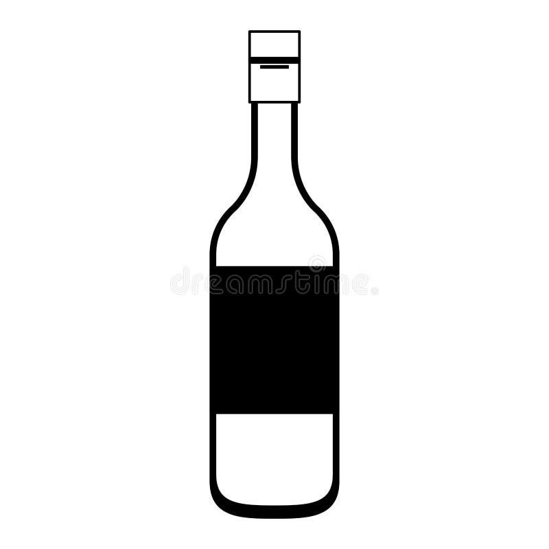 Drink Bottle Isolated in Black and White Stock Vector - Illustration of ...