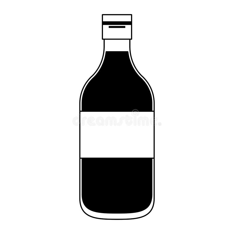 Drink Bottle Isolated in Black and White Stock Vector - Illustration of ...