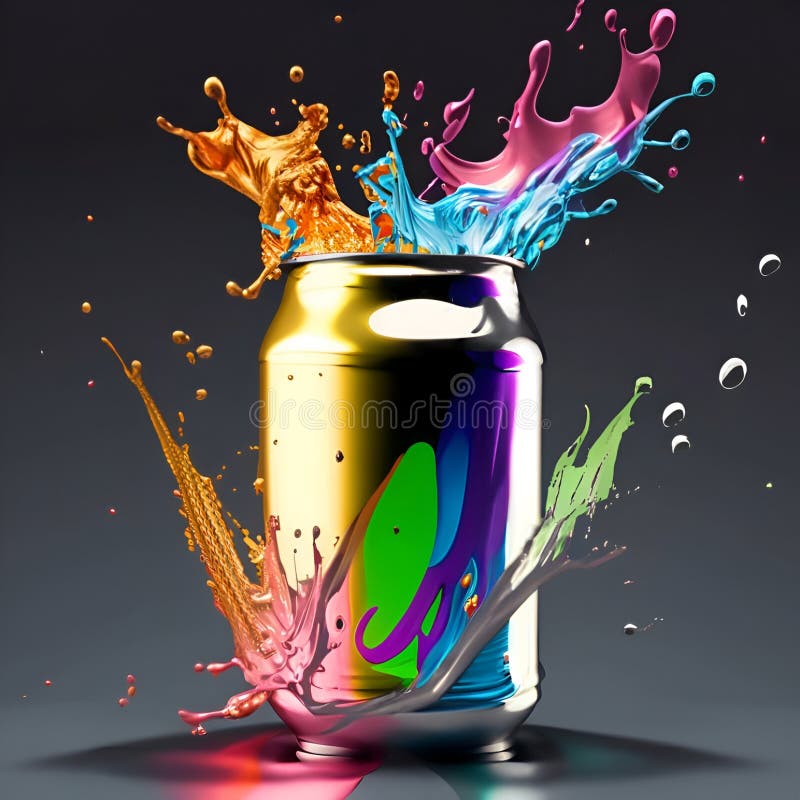 Drink Can Splash Colours Abstract Concept Stock Illustration ...