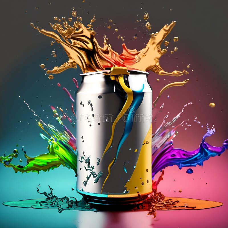 Drink Can Splash Colours Abstract Concept Stock Illustration ...