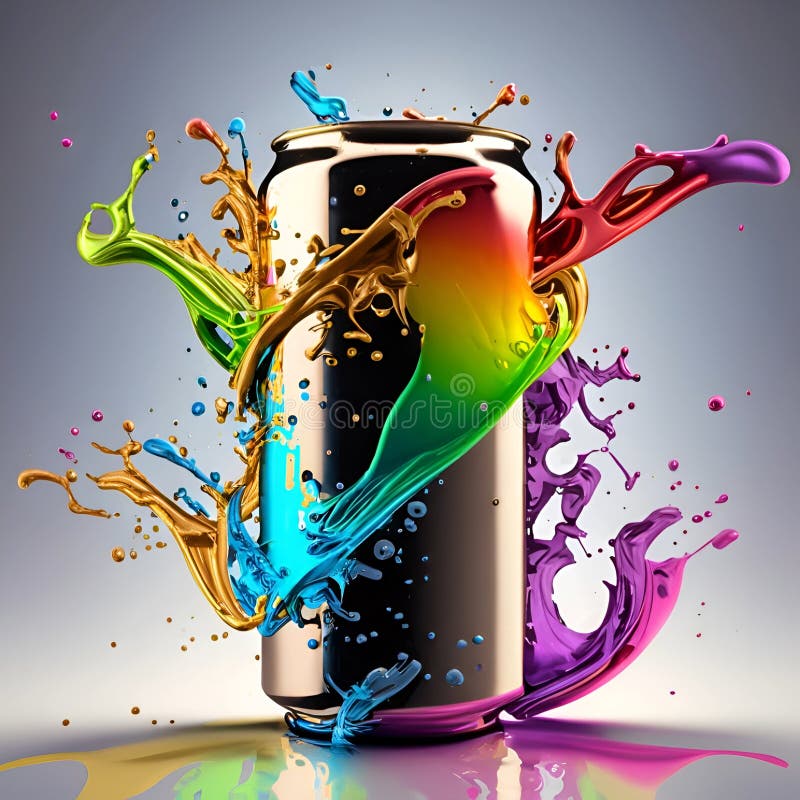 Drink Can Splash Colours Abstract Concept Stock Illustration ...