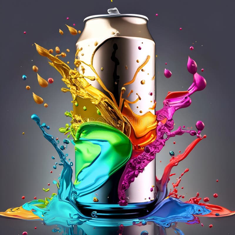 Drink Can Splash Colours Abstract Concept Stock Illustration ...