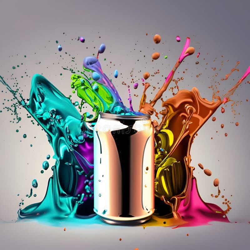 Drink Can Splash Colours Abstract Concept Stock Illustration ...