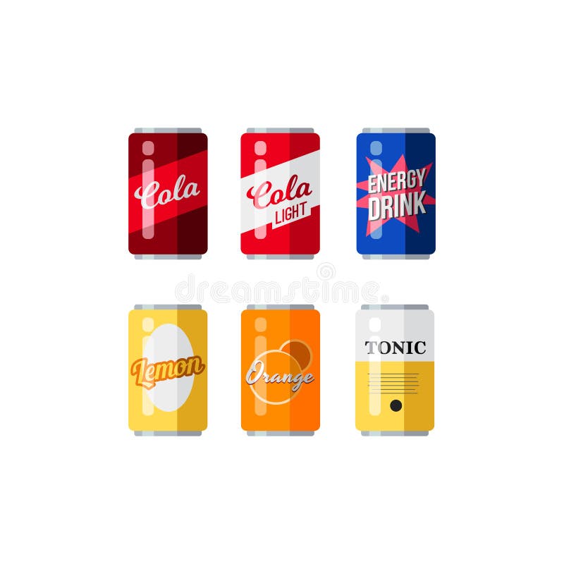 Drink Cans Vector Icons stock vector. Illustration of beverage - 185196109