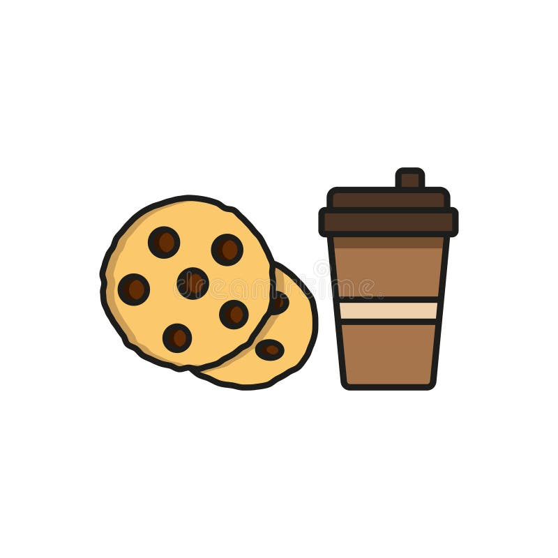 Drink and Chocolate Chip Cookies Set Food Icon Vector Basic Design ...