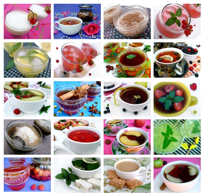 Tea collage stock image. Image of herbal, glass, healthy - 8872639
