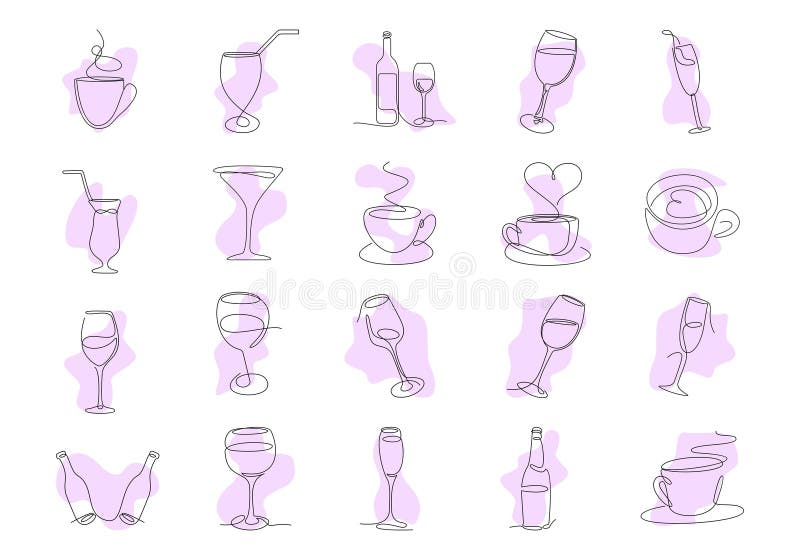 Drink Continous Line Drawing Element Stock Vector - Illustration of ...