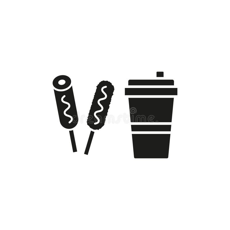 Drink and Corn Dog Set Food Icon Vector Basic Design Stock Illustration - Illustration of ...