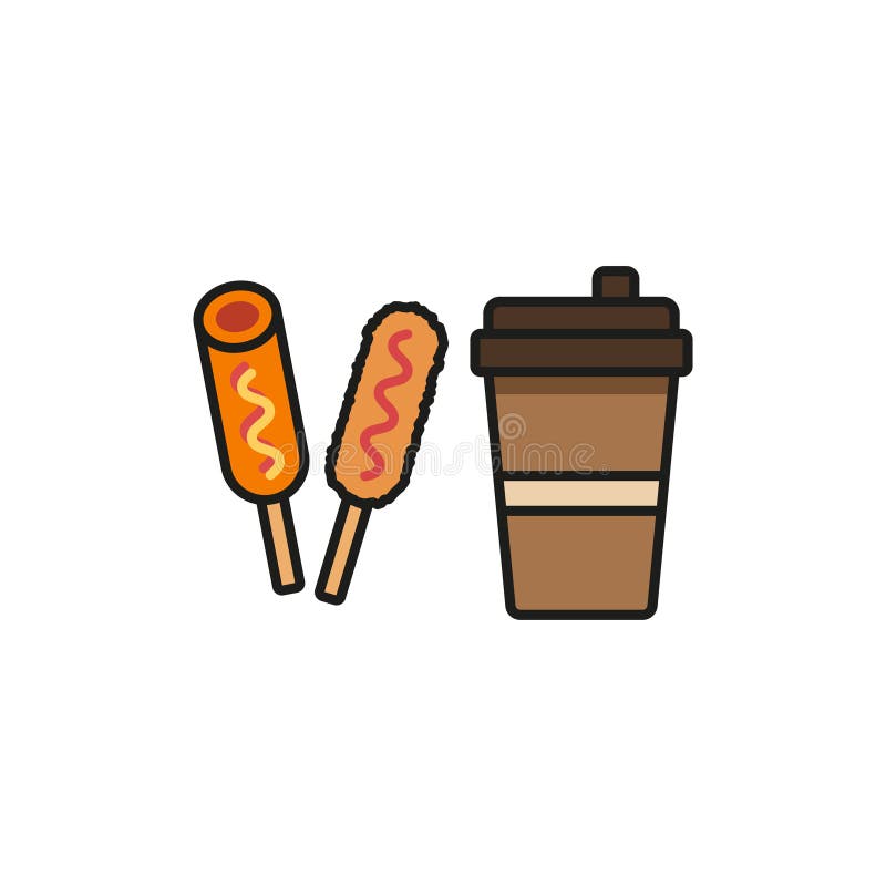 Drink and Corn Dog Set Food Icon Vector Basic Design Stock Illustration - Illustration of ...