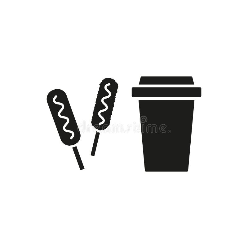 Drink and Corn Dog Set Food Icon Vector Basic Design Stock Vector - Illustration of stick, corn ...