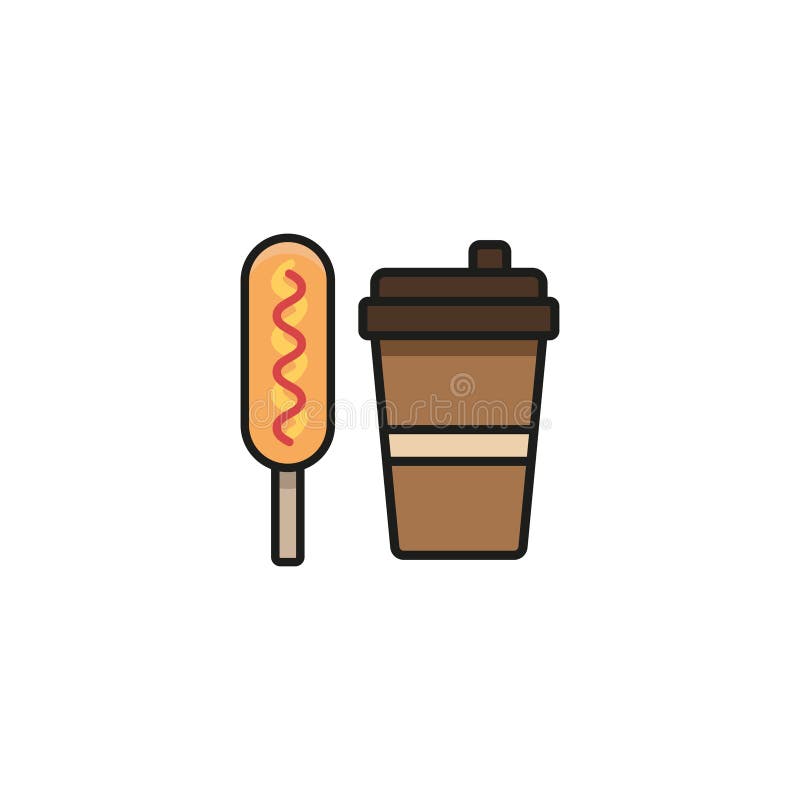 Drink and Corn Dog Set Food Icon Vector Basic Design Stock Vector - Illustration of corn, menu ...