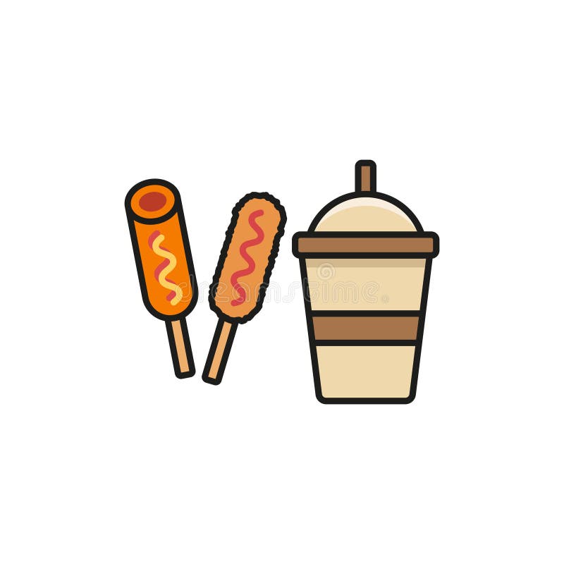 Drink and Corn Dog Set Food Icon Vector Basic Design Stock Vector - Illustration of tasty ...