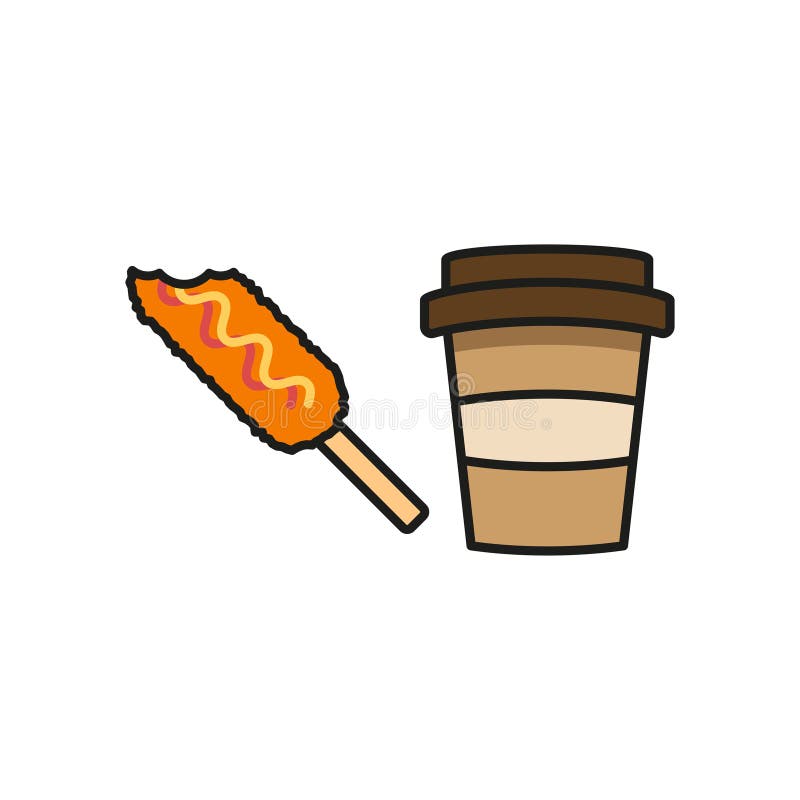 Drink and Corn Dog Set Food Icon Vector Basic Design Stock Vector - Illustration of fast, food ...