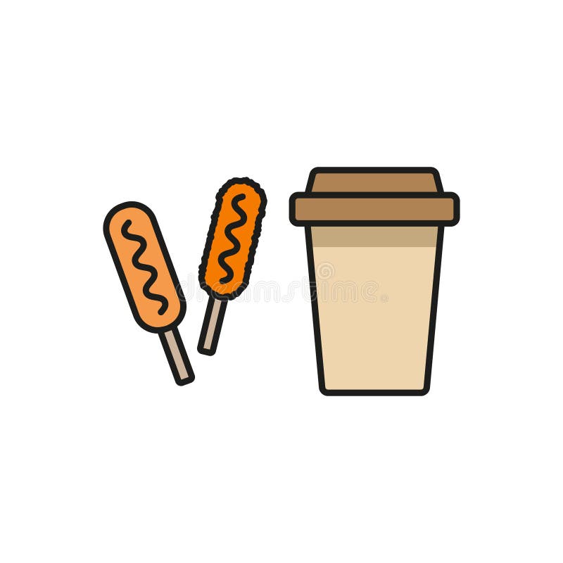 Drink and Corn Dog Set Food Icon Vector Basic Design Stock Vector - Illustration of burger ...