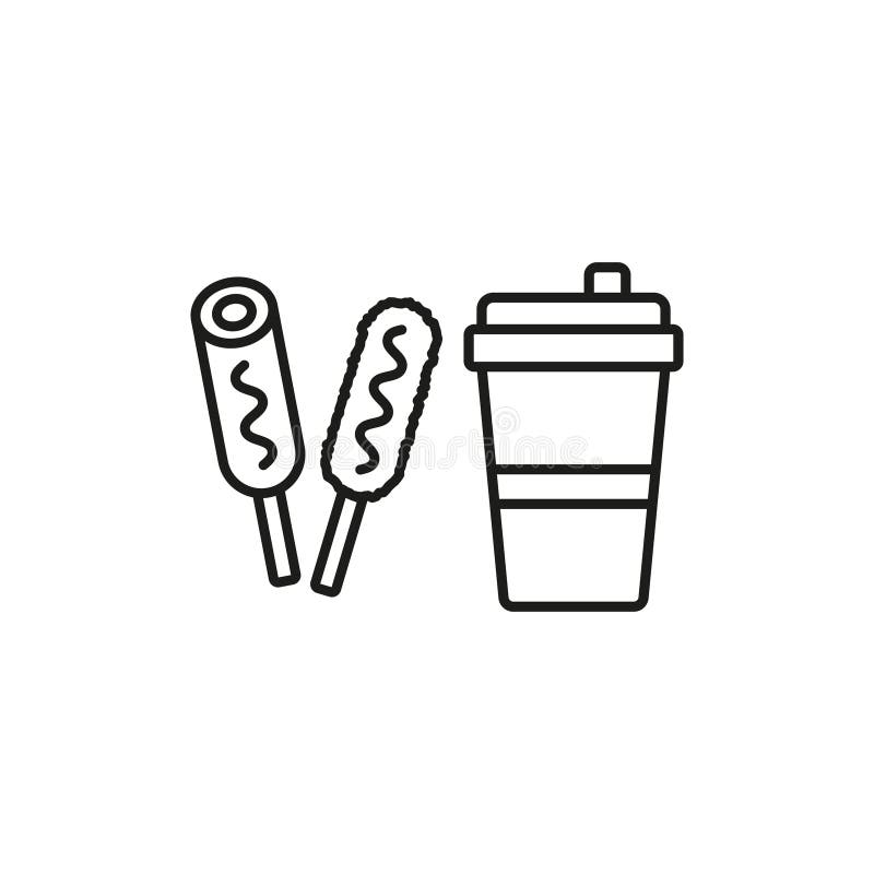 Drink and Corn Dog Set Food Icon Vector Basic Design Stock Vector - Illustration of fried ...