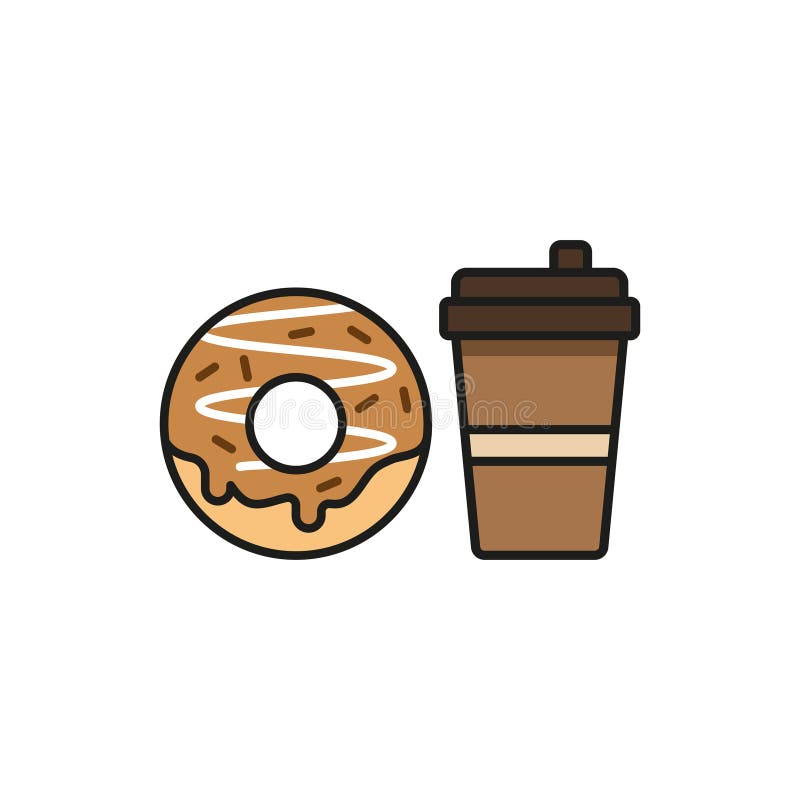 Drink and Doughnut Set Food Icon Vector Basic Design Stock Vector - Illustration of snack ...