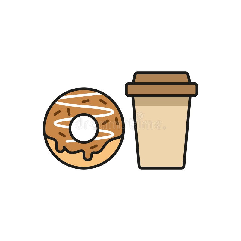 Drink and Doughnut Set Food Icon Vector Basic Design Stock Vector - Illustration of white, sugar ...