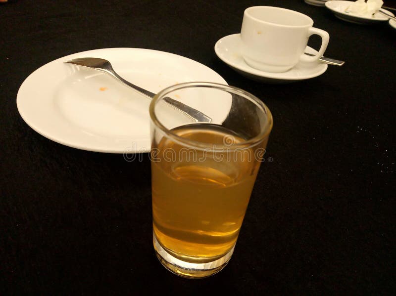 Drink and Food on the Table in Restoran Hotel and Black Table Stock ...