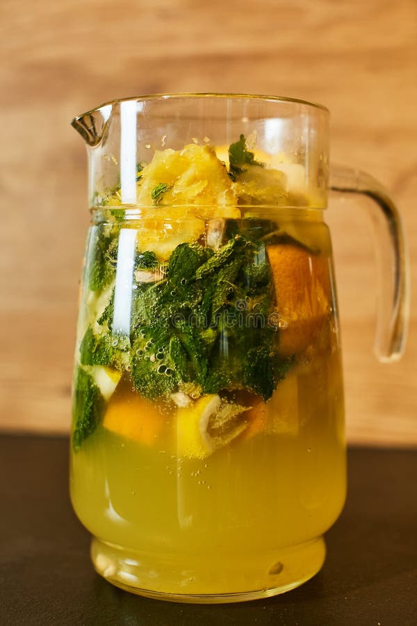 Drink Fresh Fruit Water with Citrus Stock Photo - Image of refreshment ...