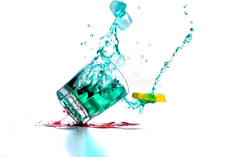 Drink Glass Drops and Spills Stock Image - Image of celebration, lemon ...