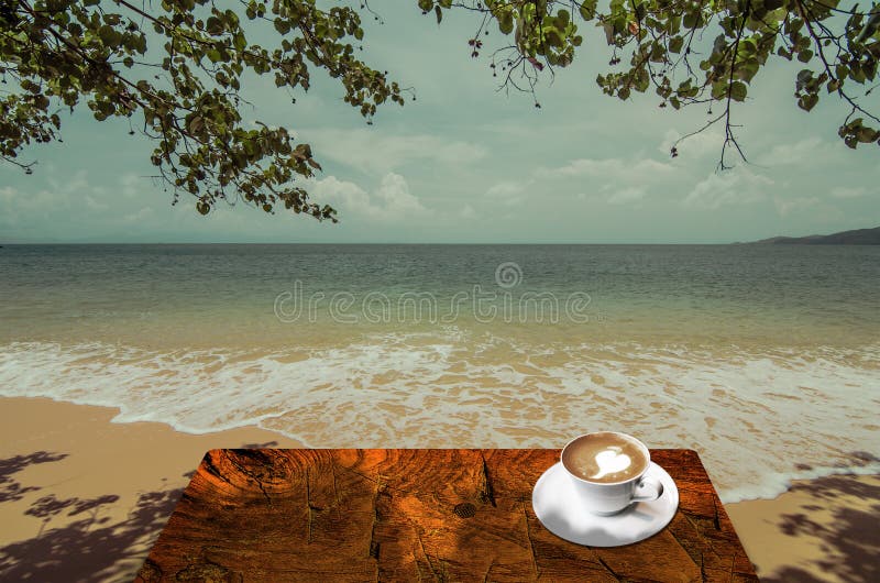 Drink Coffee and Read Book on the Beach Stock Image - Image of deck ...