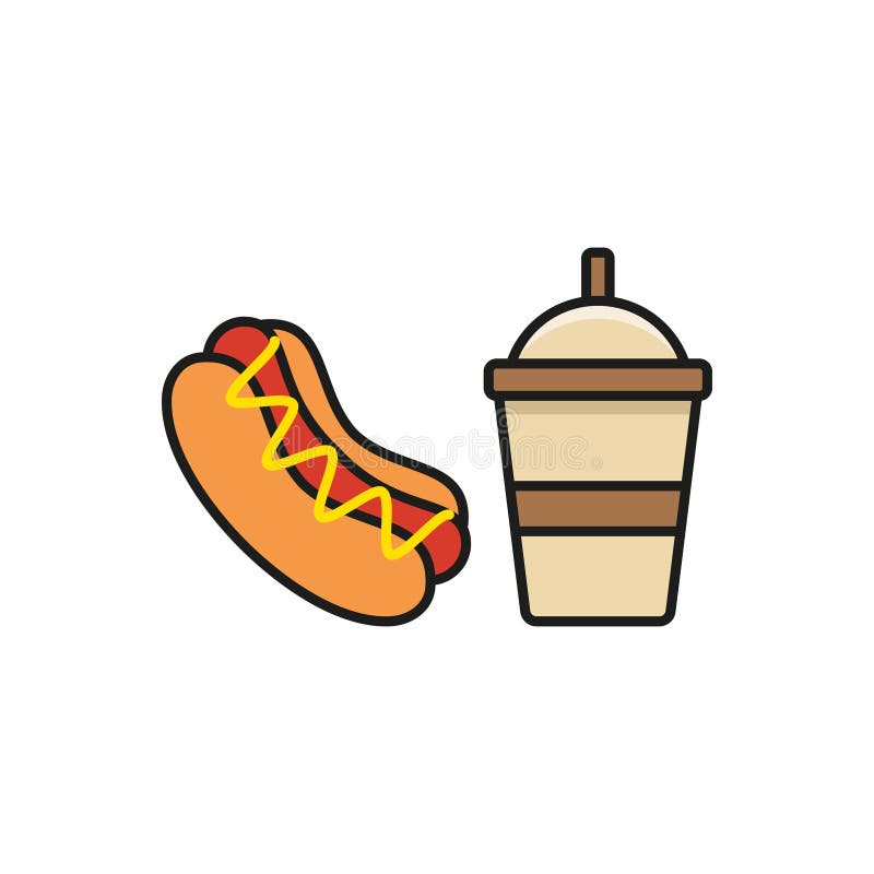 Drink and Hot Dog Set Food Icon Vector Basic Design Stock Vector - Illustration of pizza, symbol ...