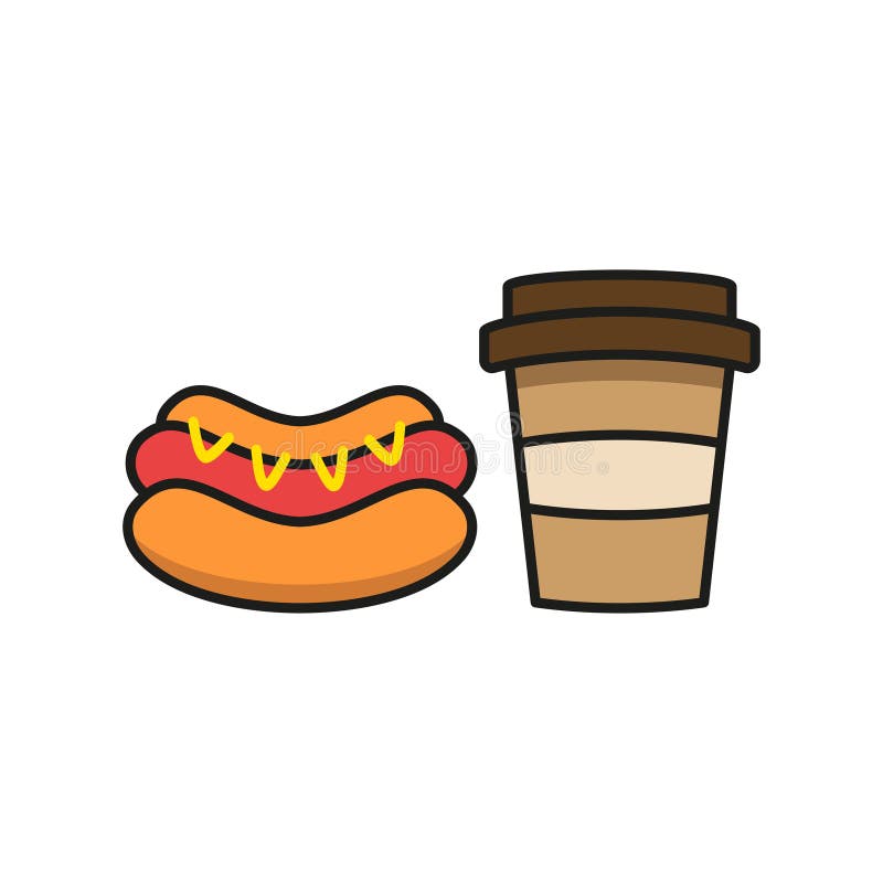 Drink and Hot Dog Set Food Icon Vector Basic Design Stock Illustration - Illustration of lunch ...