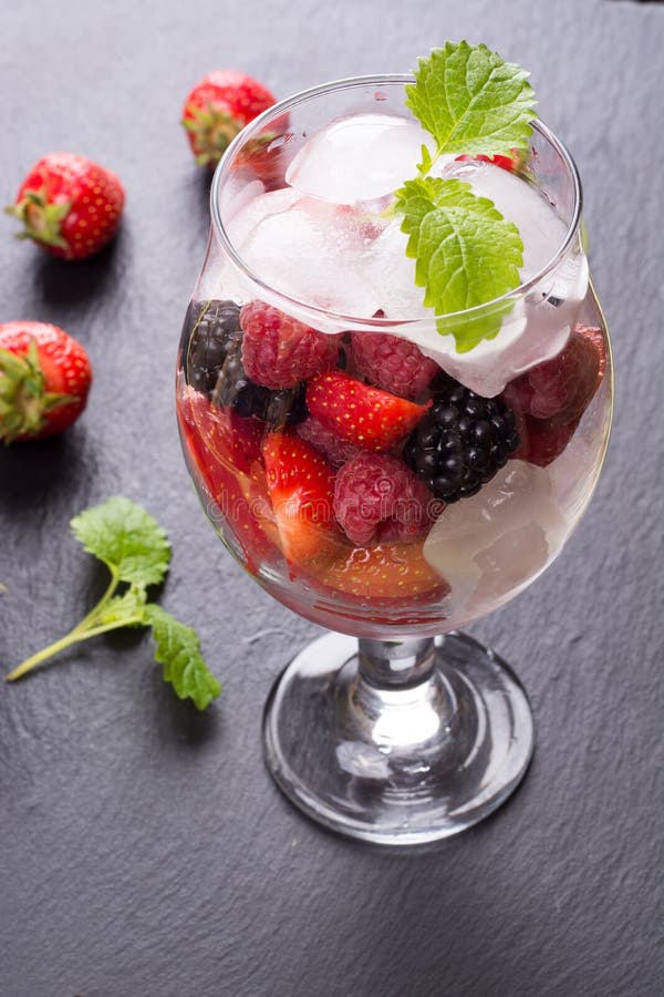 Drink with Ice Cubes and Fruits Stock Photo - Image of food, refreshing ...