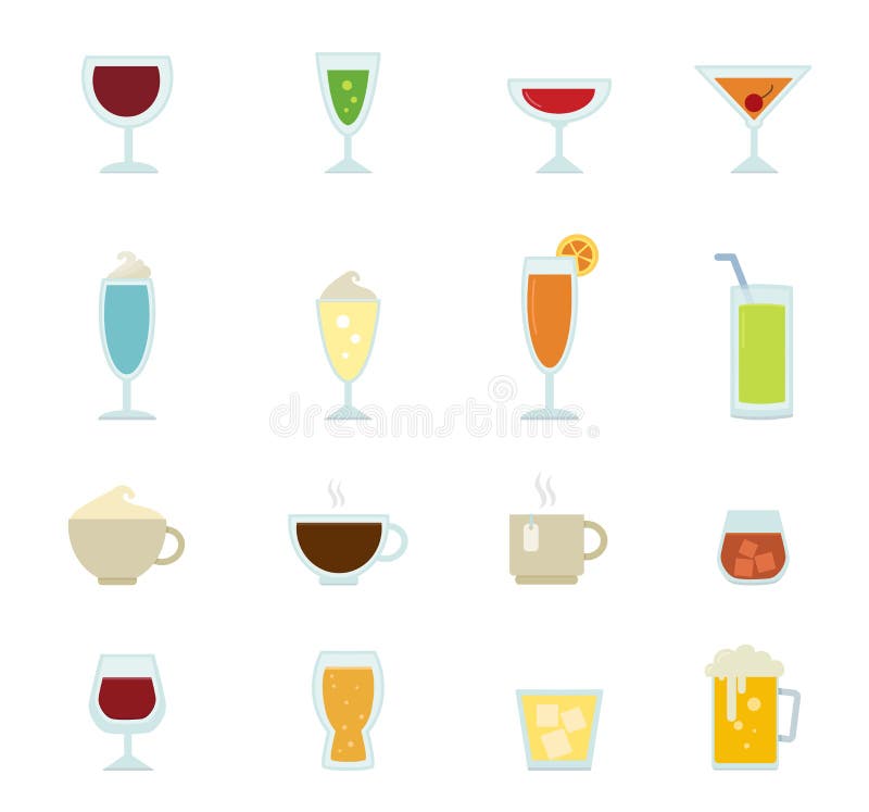Drink Alcohol Beverage Icons Set Stock Vector - Illustration of beer ...