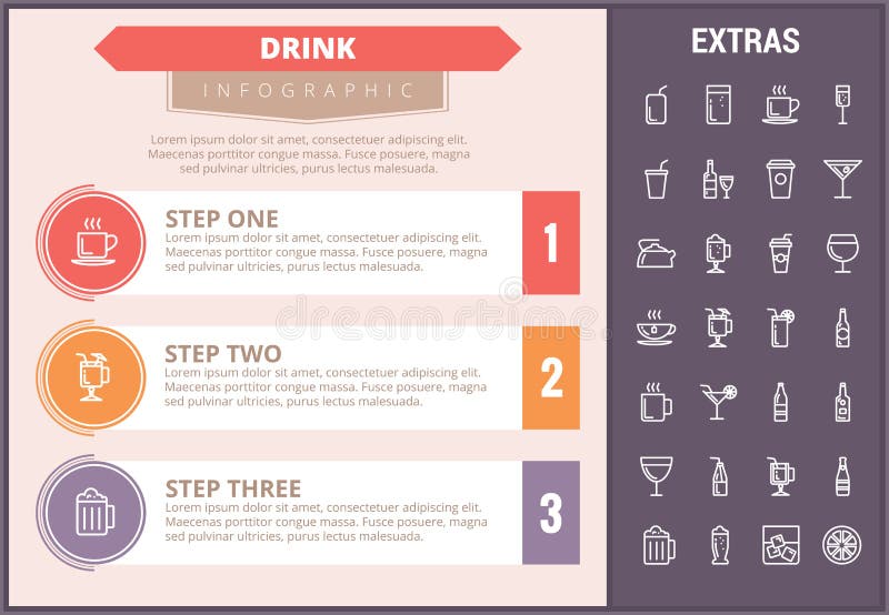 Drink Infographic Template, Elements and Icons. Stock Vector ...