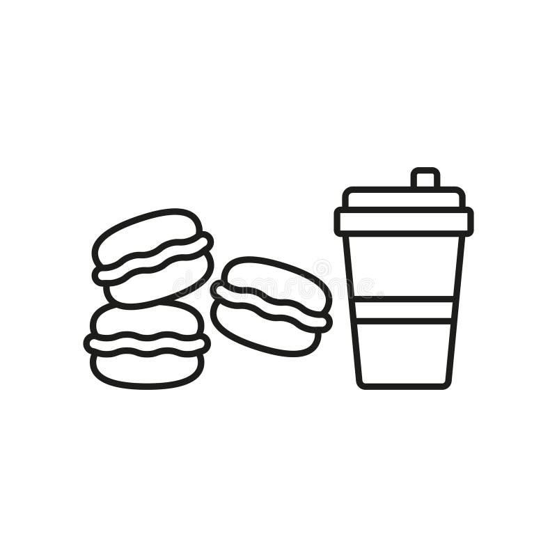 Drink and Macaron Set Food Icon Vector Basic Design Stock Vector ...