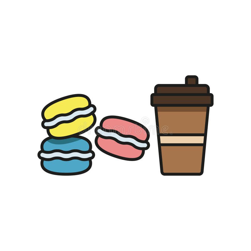 Drink and Macaron Set Food Icon Vector Basic Design Stock Vector ...