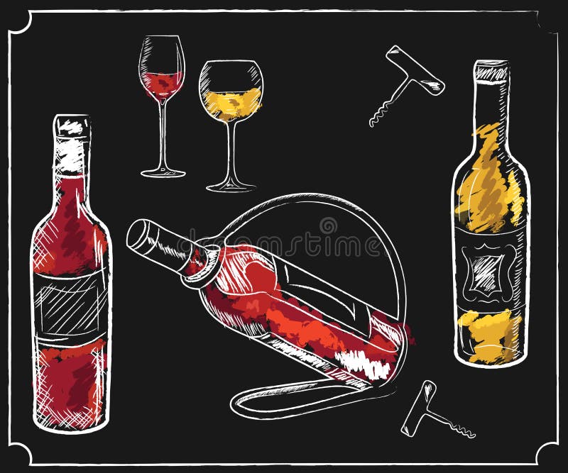 Drink Menu Elements on Chalkboard Stock Vector - Illustration of ...