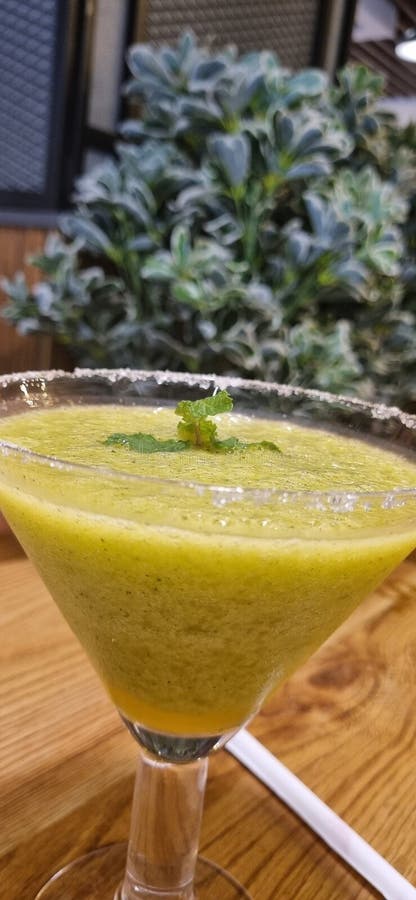 Drink Mint Flavoured Green Colour Healthy Glass Table Stock Photo ...