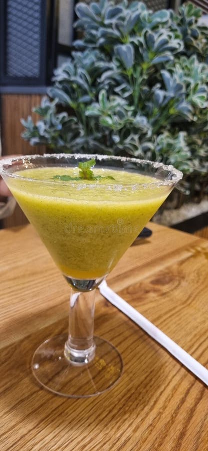 Drink Mint Flavoured Green Colour Healthy Glass Table Stock Photo ...