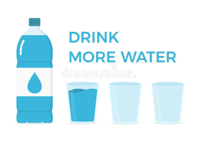 Drink More Water Concept stock vector. Illustration of glass - 262314575