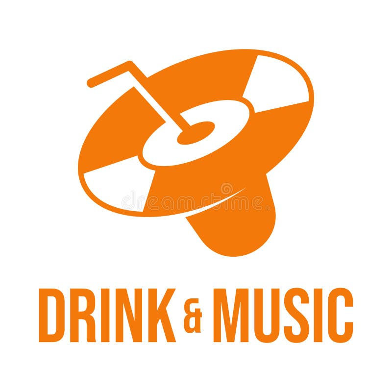 Drink and Music Flat Minimalist Logo Design Stock Vector - Illustration ...