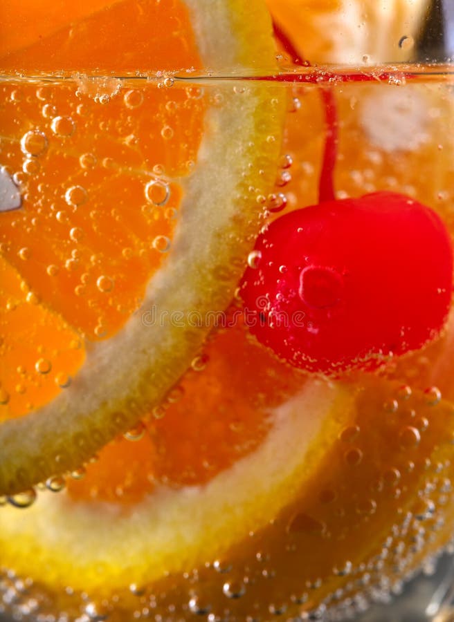 Drink with Orange and Sweet Cherry Stock Image - Image of taste ...