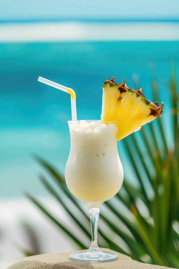 A Drink with a Pineapple Garnish on it Stock Photo - Image of nature ...