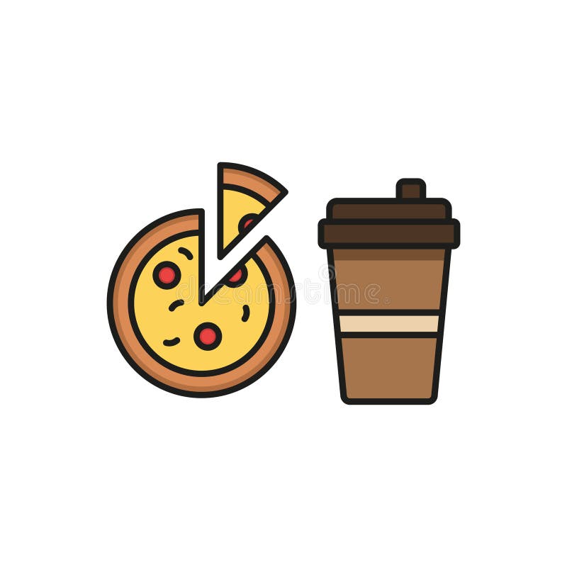 Drink and Pizza Set Food Icon Vector Basic Design Stock Illustration ...