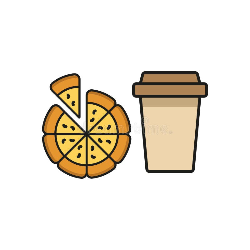 Drink and Pizza Set Food Icon Vector Basic Design Stock Illustration ...