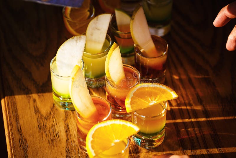 Drink shots with fruits stock photo. Image of drinks - 66777508