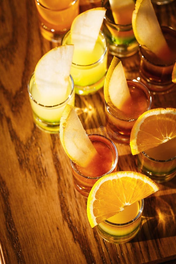 Drink shots with fruits stock image. Image of alcohol - 67524295