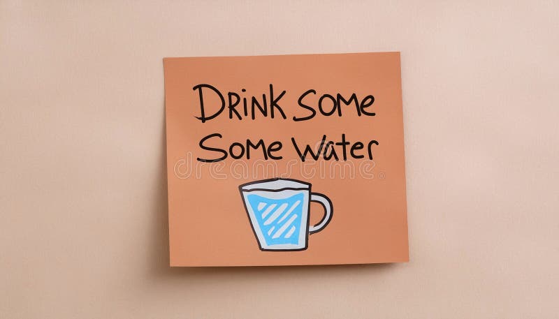 Drink Some Water Sticky Note on Desk Stock Illustration - Illustration ...
