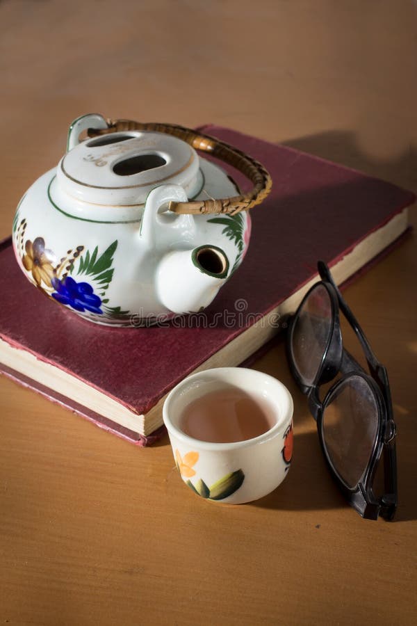 Drink Tea with Reading Book. Stock Image - Image of nature, book: 42512691